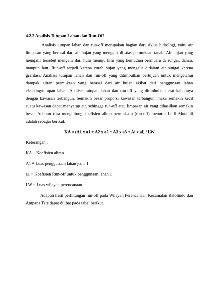 Tabel Analisis Run Off | PDF