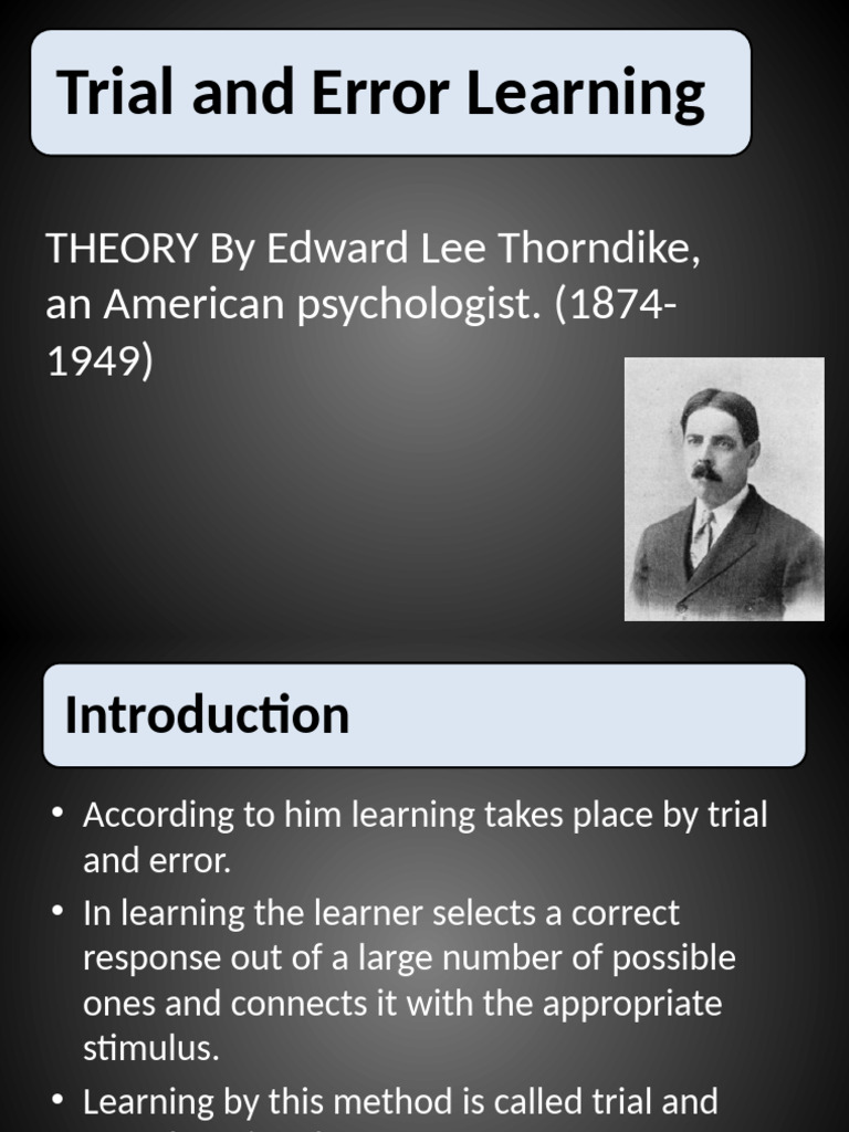 Trial and Error Learning | PDF | Learning | Motivational