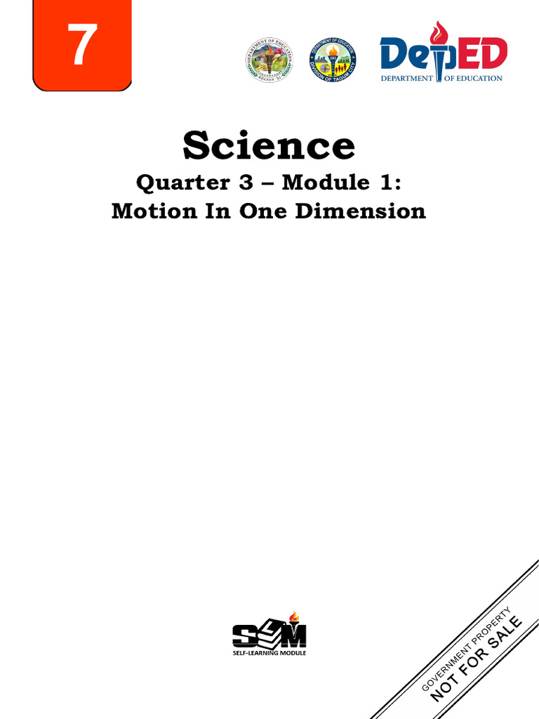 ScienceSLM G7 Q3 M1 Motion-in-One-Dimension | PDF | Acceleration | Velocity
