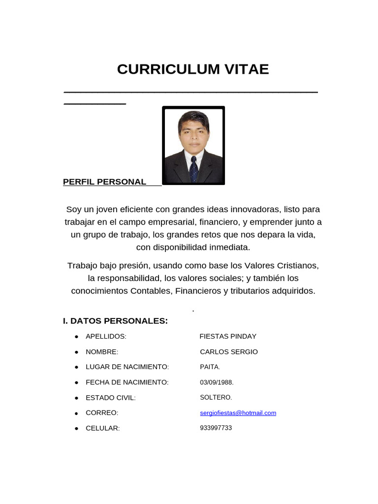 Curriculum Vitae - Sergio Actualizado 2024 | PDF | Economias