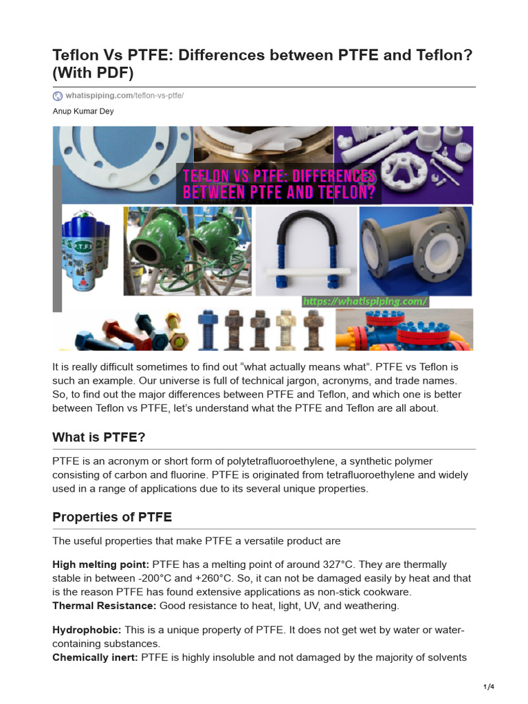 42-Teflon Vs PTFE Differences Between PTFE and Teflon With PDF | PDF ...