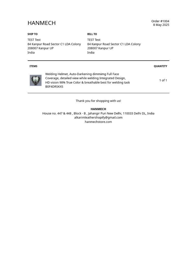 Packing Slip Template For Hamech India | PDF
