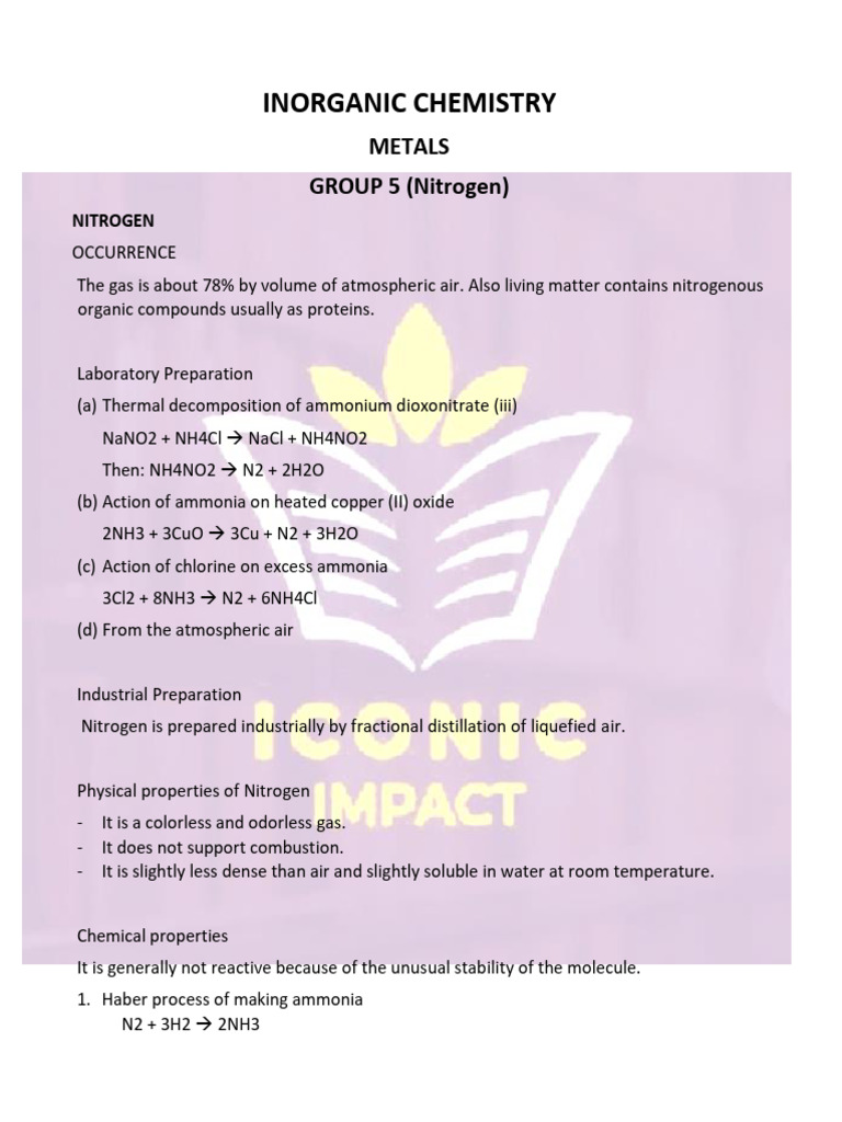 5 - Group 5 Elements - Pnictogen | PDF | Nitric Acid | Ammonia