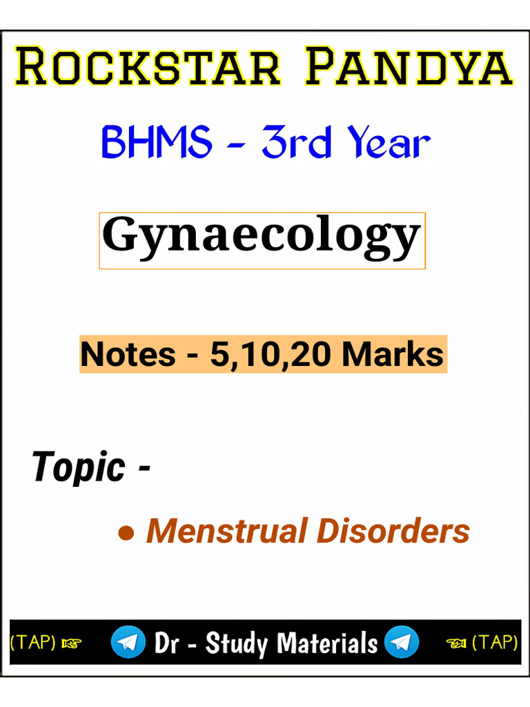 Menstrual Disorder - Notes - Gynaecology | PDF