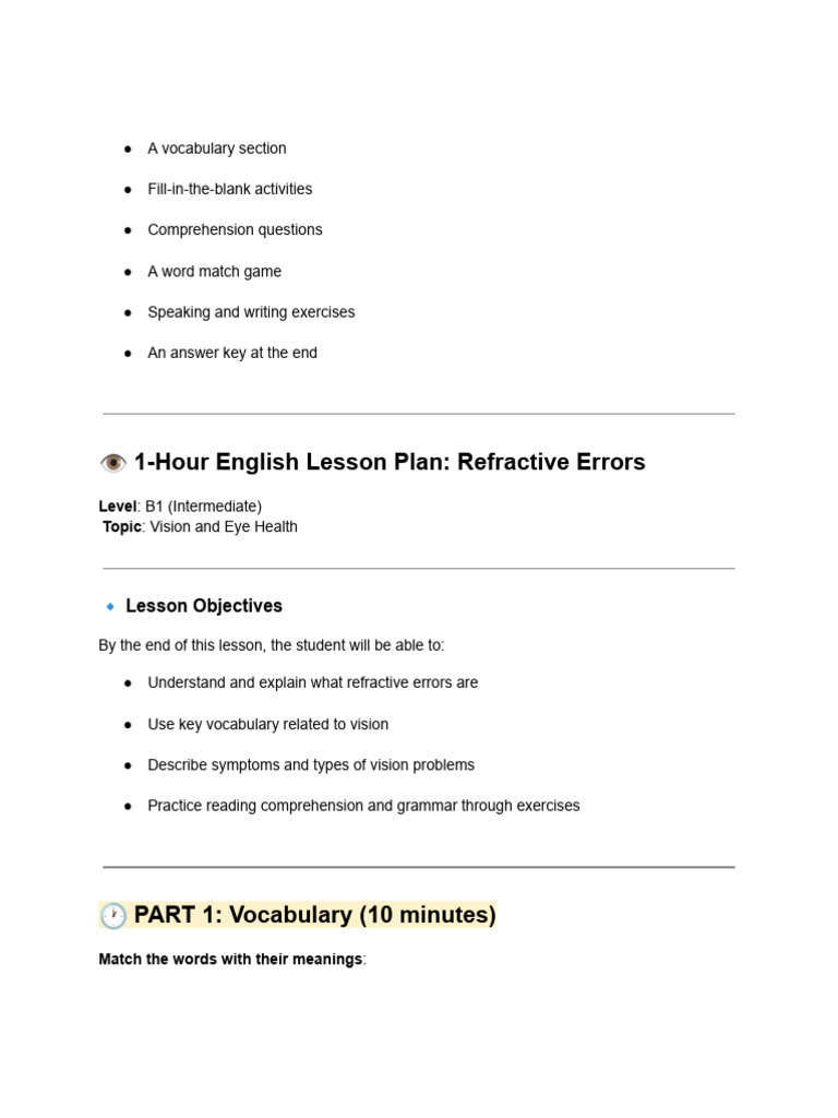 Lesson Ophthamology April | PDF | Myopia | Light