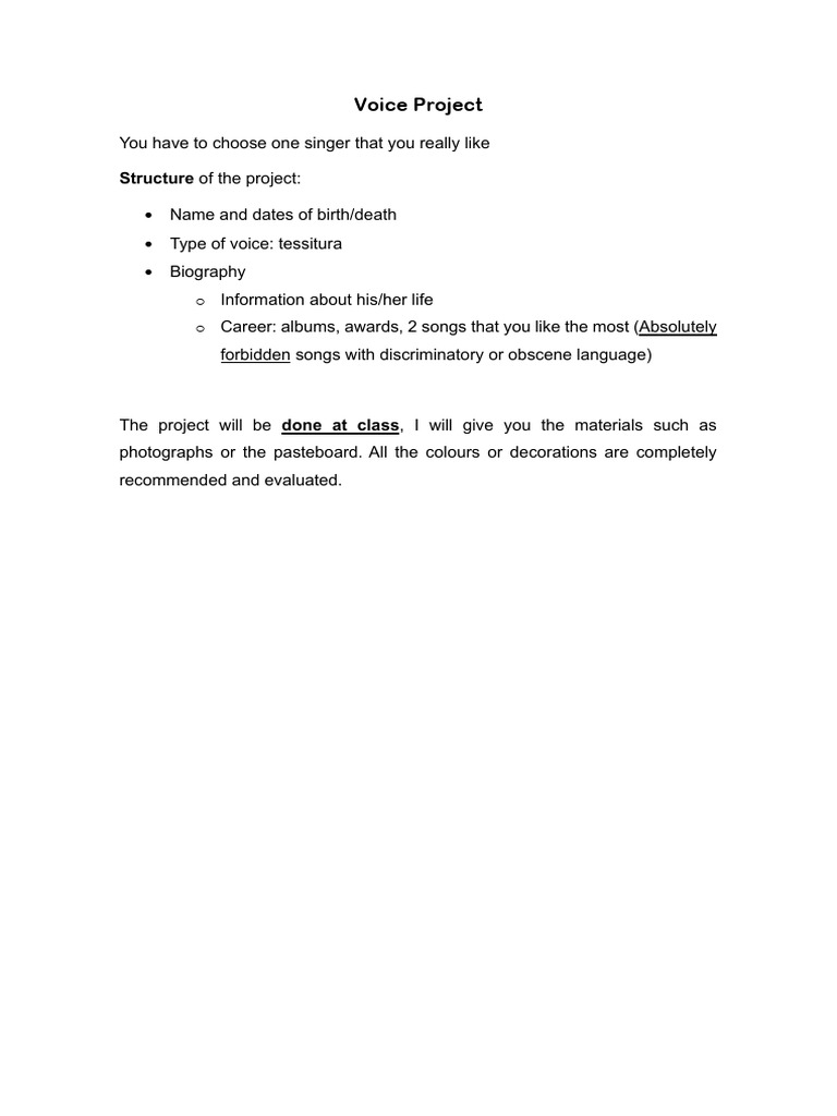 Instructions Voice Project | PDF