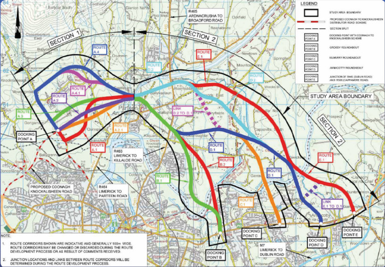 Limerick Northern Distributor Road Map of Route Options 9809 | PDF