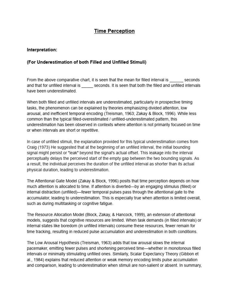 Time Perception: Filled vs. Unfilled Stimuli | PDF | Attention | Time ...