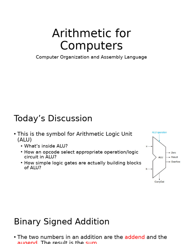 Lecture ALU | PDF | Subtraction | Computer Engineering