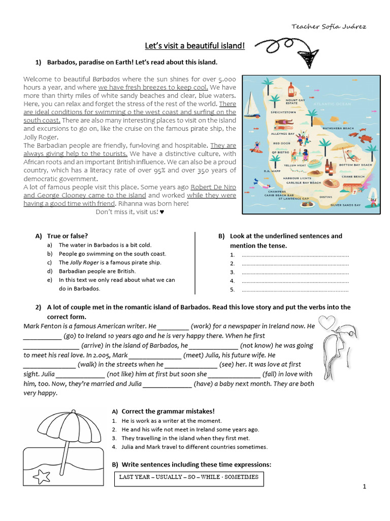Lets Visit A Beautiful Island Activity | PDF | Barbados | Linguistic ...