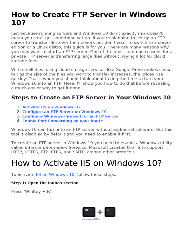 How To Create FTP Server in Windows 10 | PDF | File Transfer Protocol ...