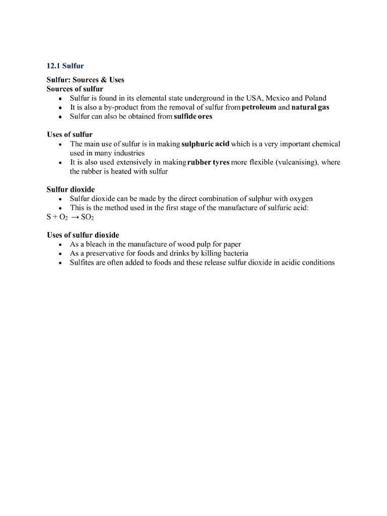 Chapter 12 Sulfur | PDF