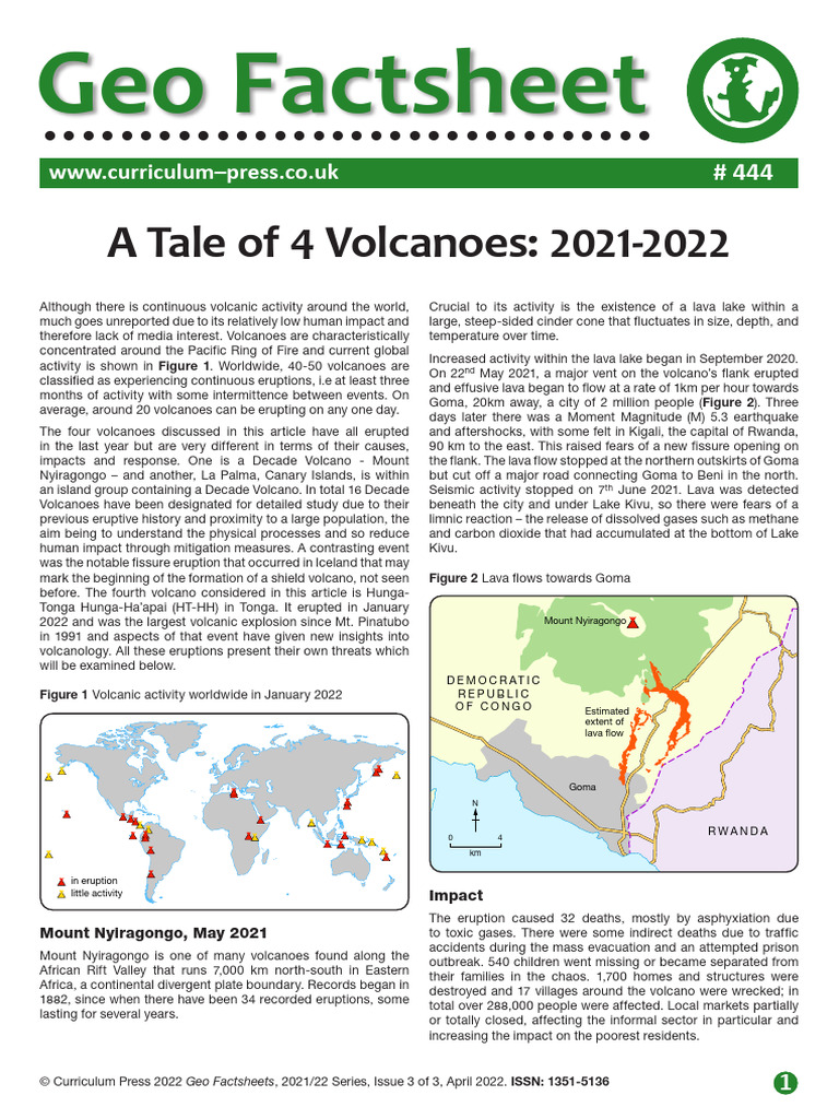 Eruptions of Four Notable Volcanoes 2021-2022 | PDF | Volcano | Types ...