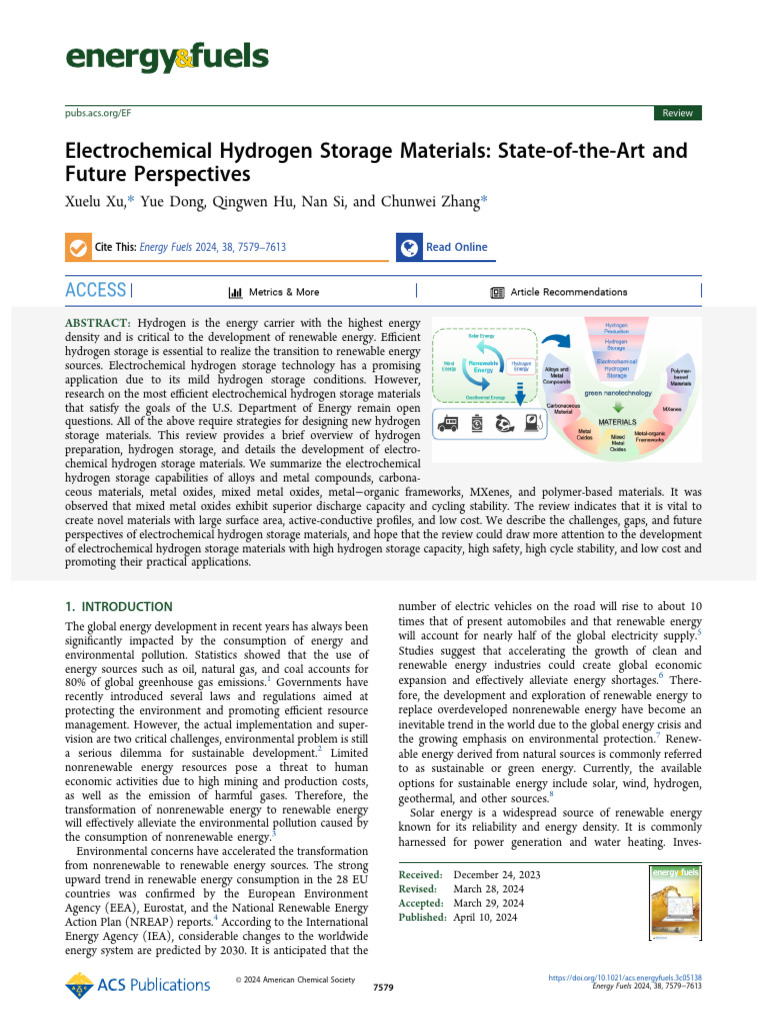 Xu Et Al 2024 Electrochemical Hydrogen Storage Materials State of the ...