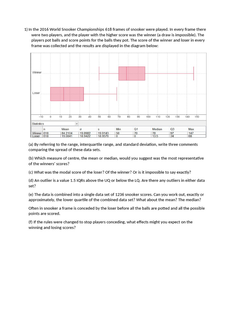 Comparing Data Questiosn | PDF | Descriptive Statistics