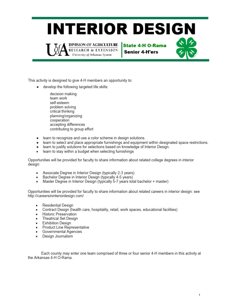 4-H Interior Design Competition Guide | PDF | Interior Design | Furniture