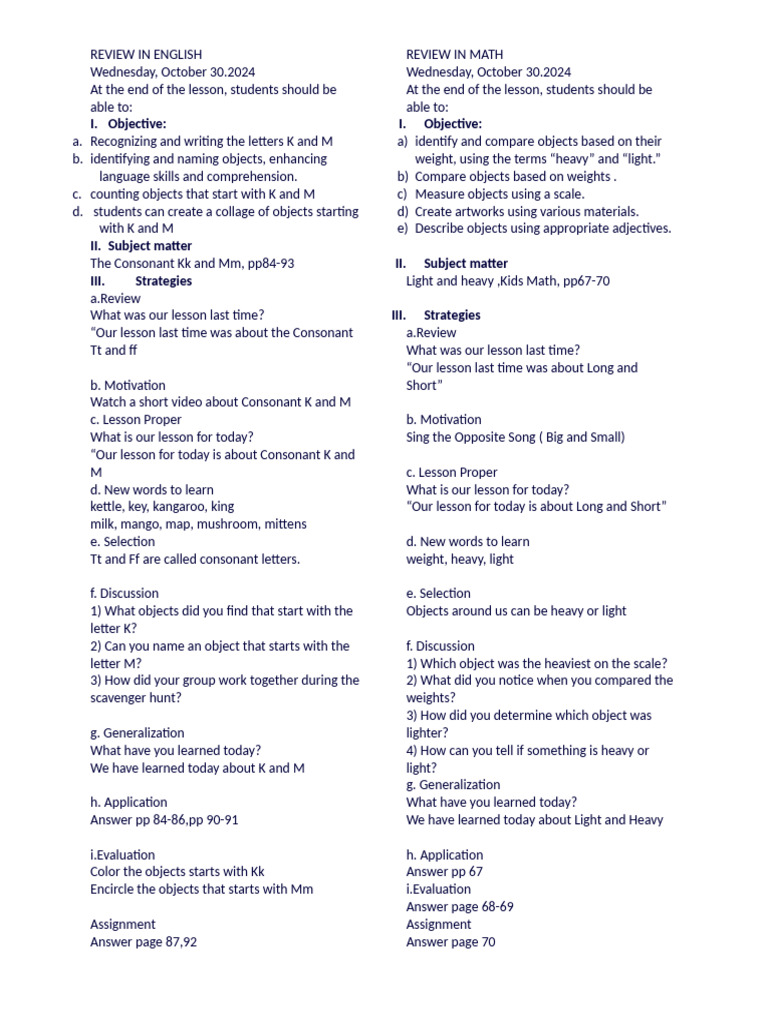 LESSON IN ENGLISH Sept 26 | PDF