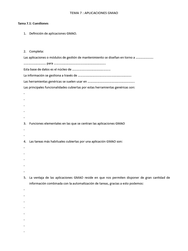 Tarea 7.1 - Cuestiones UD7 | PDF