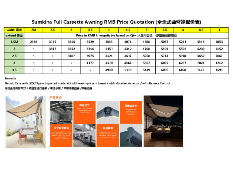 Full Cassette Awning Price Quotation | PDF