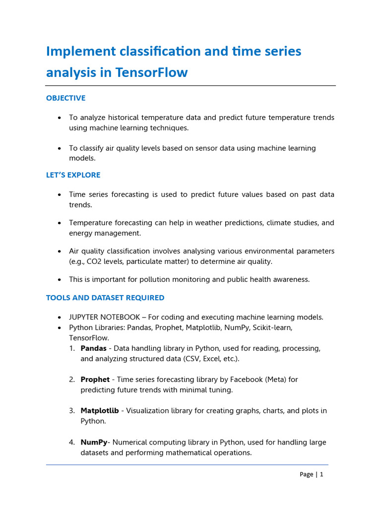 Implement Classification and Time Series Analysis in Tensorflow | PDF | Time Series | Support ...