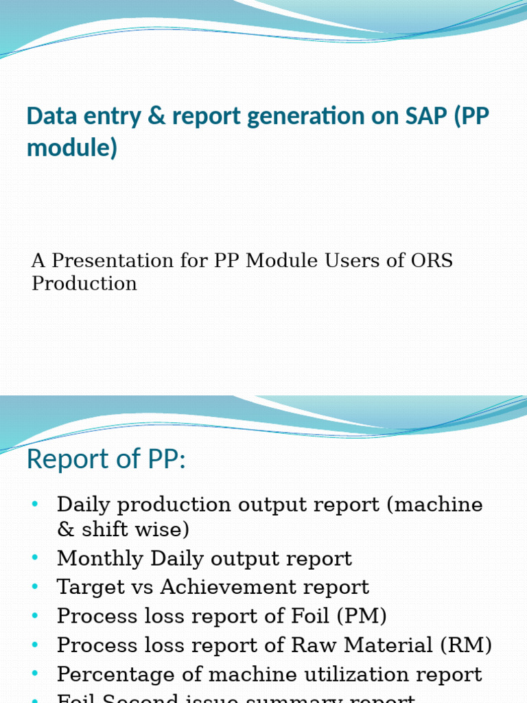 Discussion On Report Generation in SAP PP Module | PDF