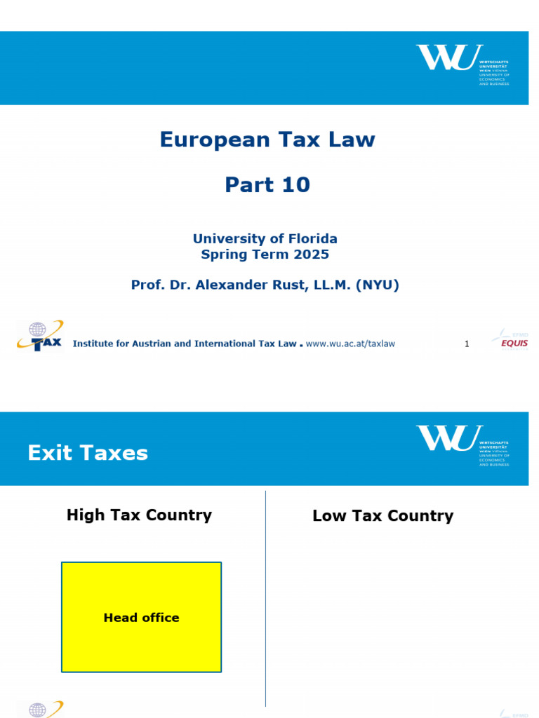 European Tax Law 2025 Part 10 | PDF | European Economic Area ...
