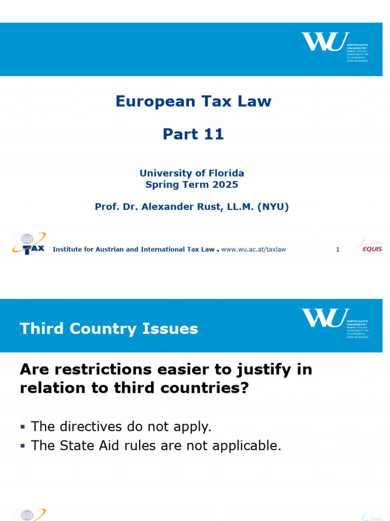 European Tax Law 2025 Part 11 | PDF | International Taxation | European Union Law