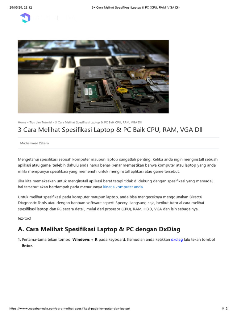 4 Cara Melihat Spesifikasi Laptop & PC (CPU, RAM, VGA DLL) | PDF