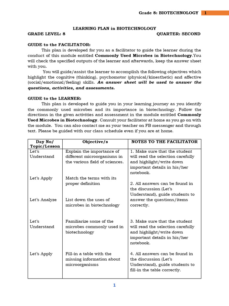 BIOTECHNOLOGY Grade8 Quarter2 Module4 Week4 Microbes | PDF ...