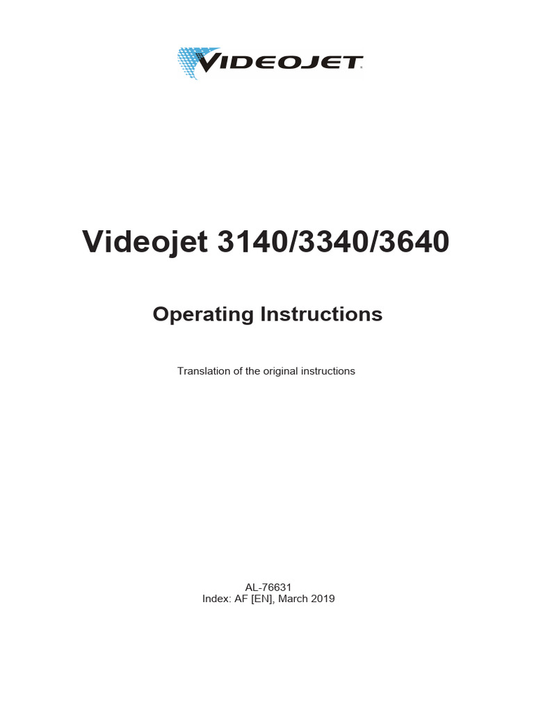 Af Manual Videojet 3140 3340 3640 en | PDF | Laser | Light