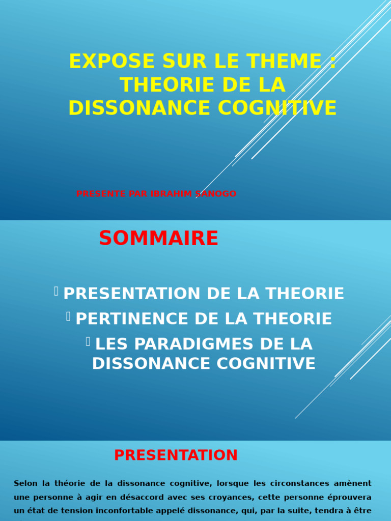 LA DISSONANCE COGNITIVE | PDF