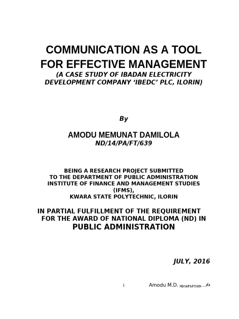 Amodu Memunat Damilola 639 | PDF | Communication | Methodology