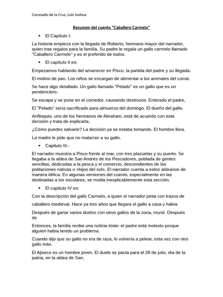 Resumen Del Cuento | PDF