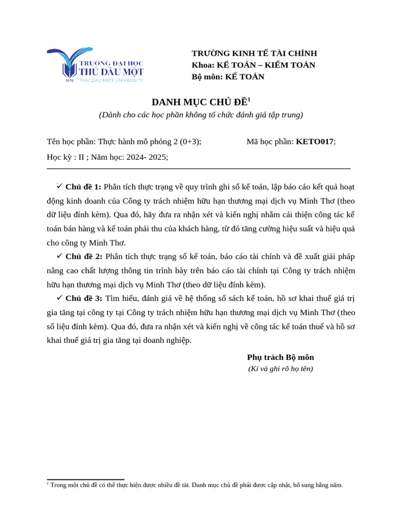 1.THMP2 - Kite - TT.01-10 - Danh Muc Chu de - 18.02.2025 | PDF