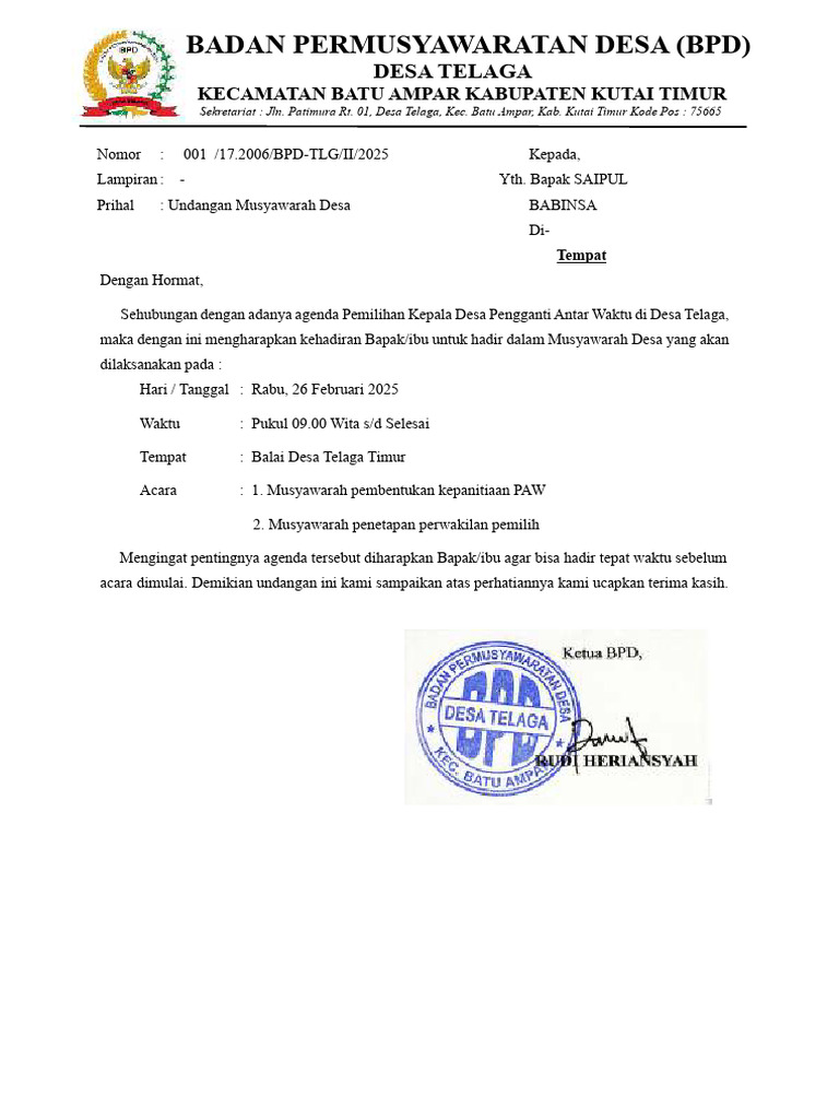 Surat BPD BABINSA | PDF