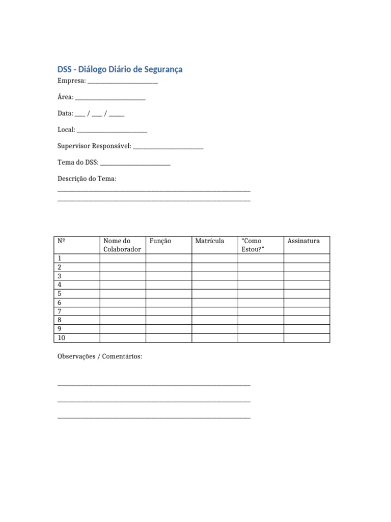 Modelo Tabela DSS | PDF
