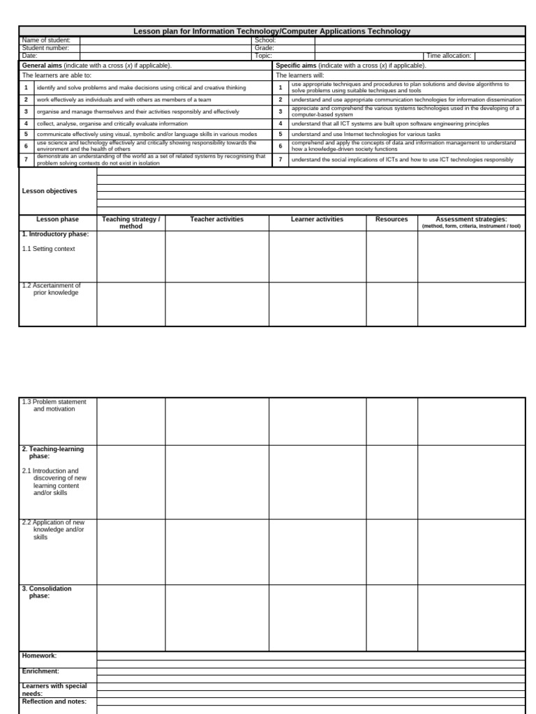 IT Lesson Plan for Student Engagement | PDF | Learning | Educational ...