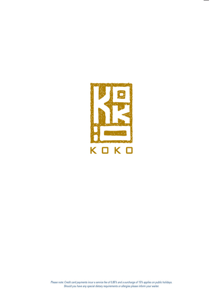 Koko Crown Melbourne Menu Overview | PDF | Sushi | Japanese Cuisine