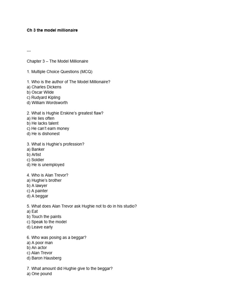 CH 3 The Model Millionaire | PDF