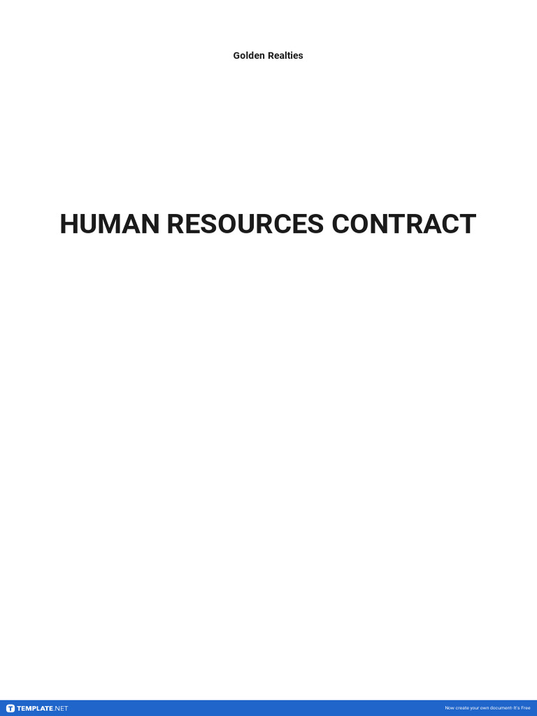 HR Manager Contract Template | PDF | Human Resource Management | Human ...