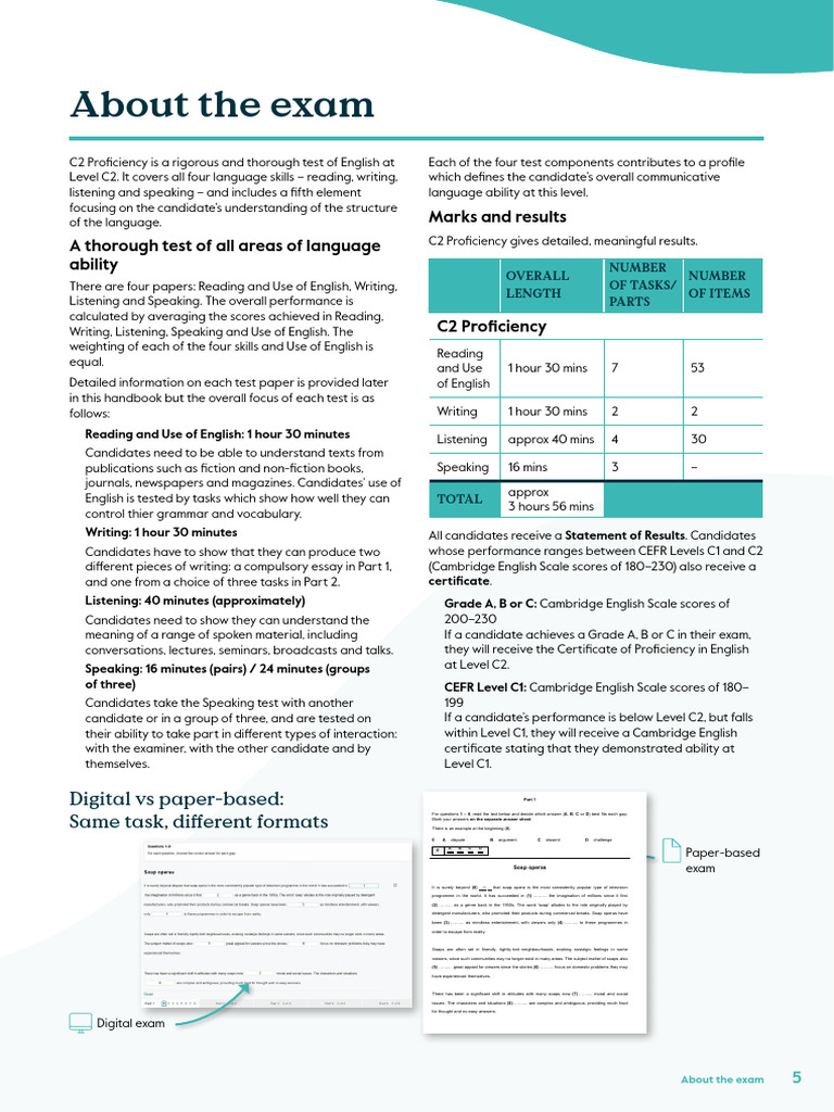 C2 Proficiency Exam Overview | PDF | Language Education | Tests