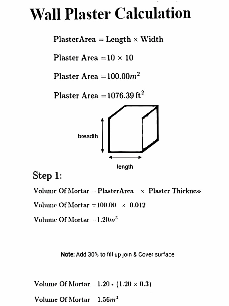 Wall Plaster Calculation. | PDF