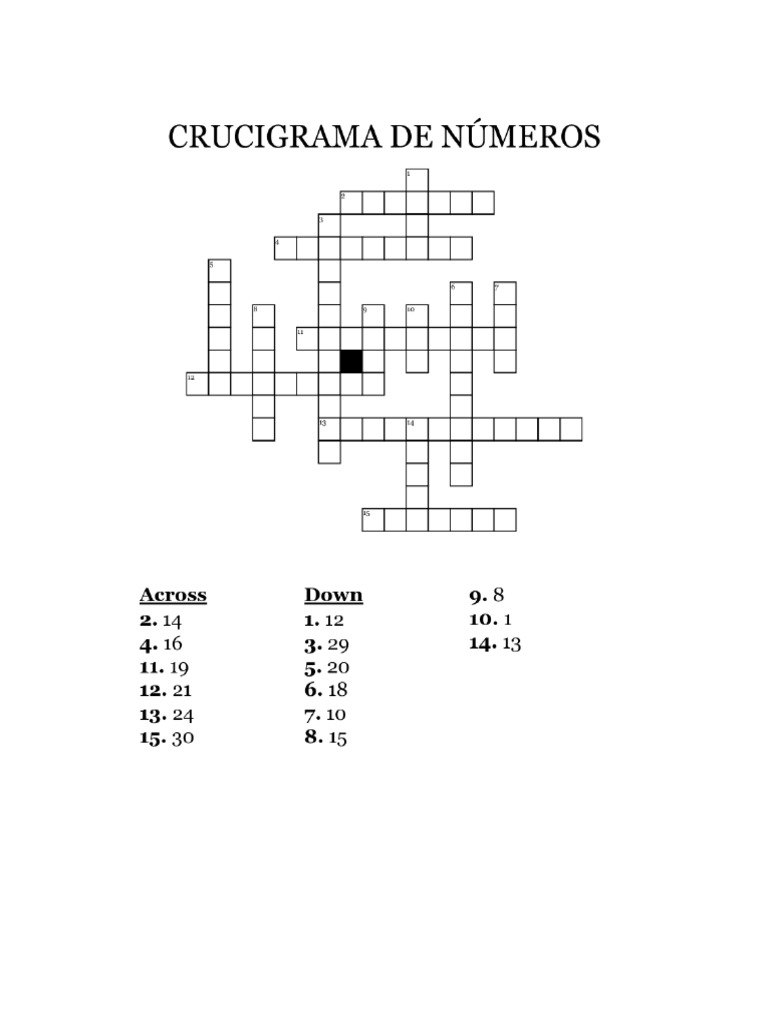 Crucigrama Números | PDF