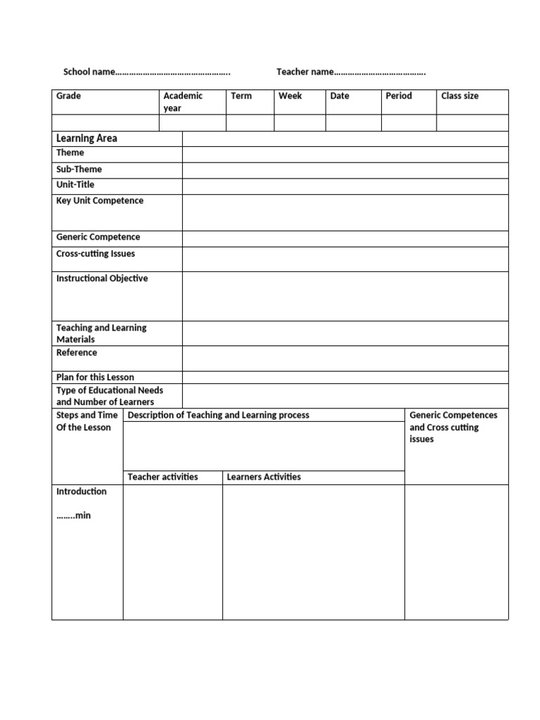 Lesson Plan of Nursery | PDF