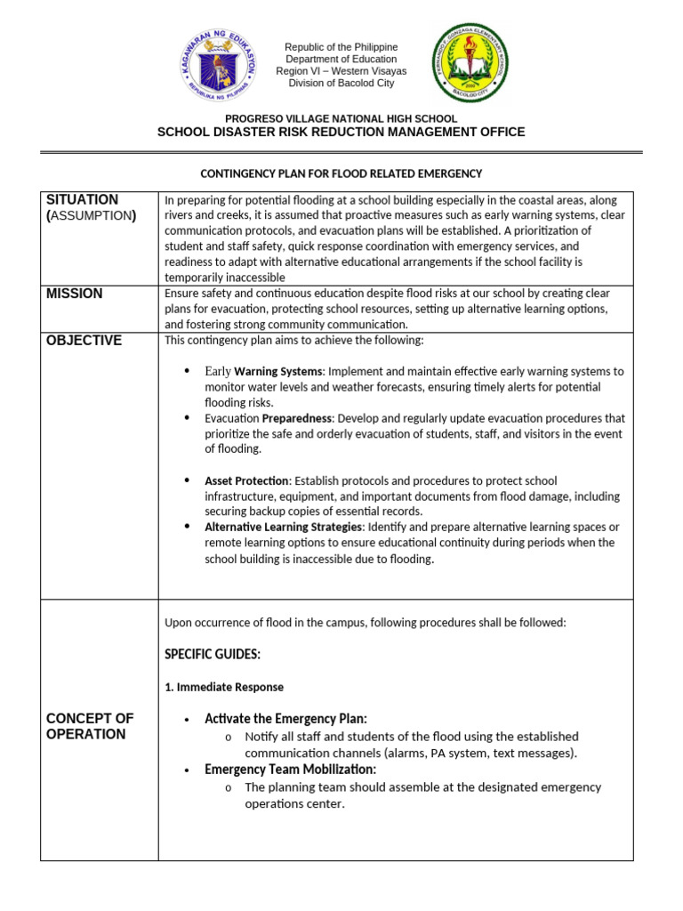 CONTINGENCY-PLAN-FLOOD-1 (1) | PDF | Emergency Evacuation | Emergency ...