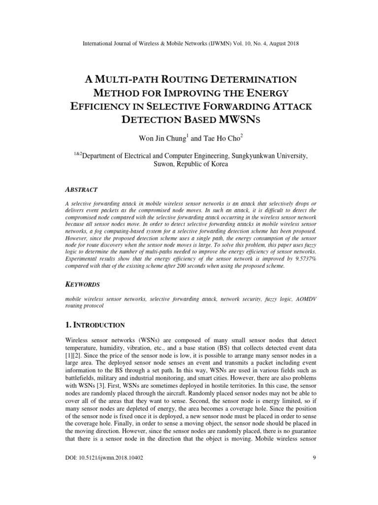 A MULTI-PATH ROUTING DETERMINATION METHOD FOR IMPROVING THE ENERGY EFFICIENCY IN SELECTIVE ...