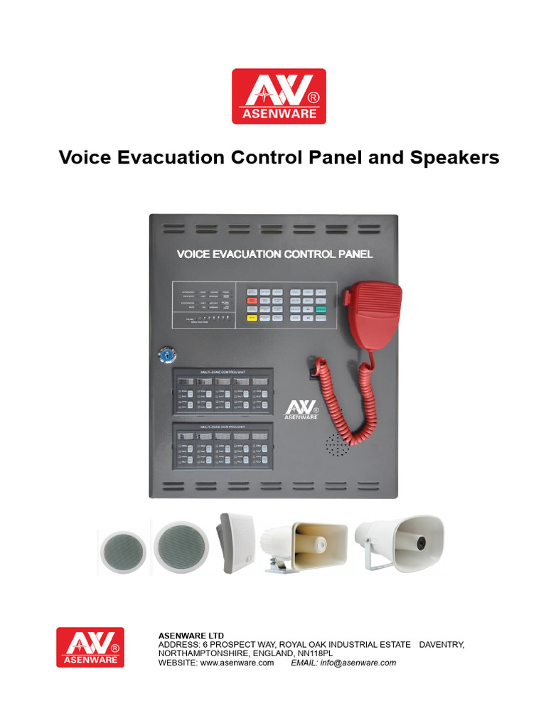 ASENWARE Voice Evacuation Control Panel and Speakers | PDF | Loudspeaker | Power Supply