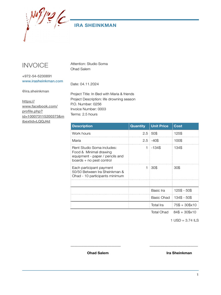 Open Invoice Ira Sheinkman 3 | PDF