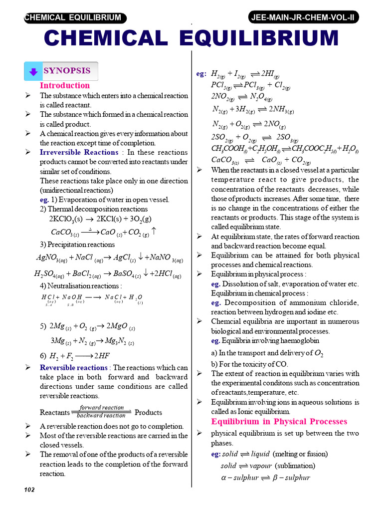 Narayana Chemical Equilibrium | PDF | Chemical Equilibrium | Reaction Rate