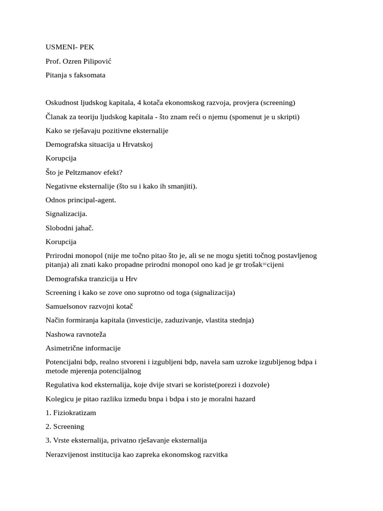 Usmeni Faksomat | PDF